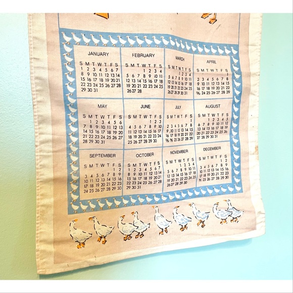 Vintage | Wall Decor | Vintage 989 Tea Towel Calendar Linen Farmhouse ...